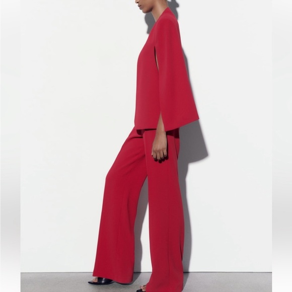 Zara | Jackets & Coats | Zara Cape Blazer Jacket W Slits Bloggers Red ...